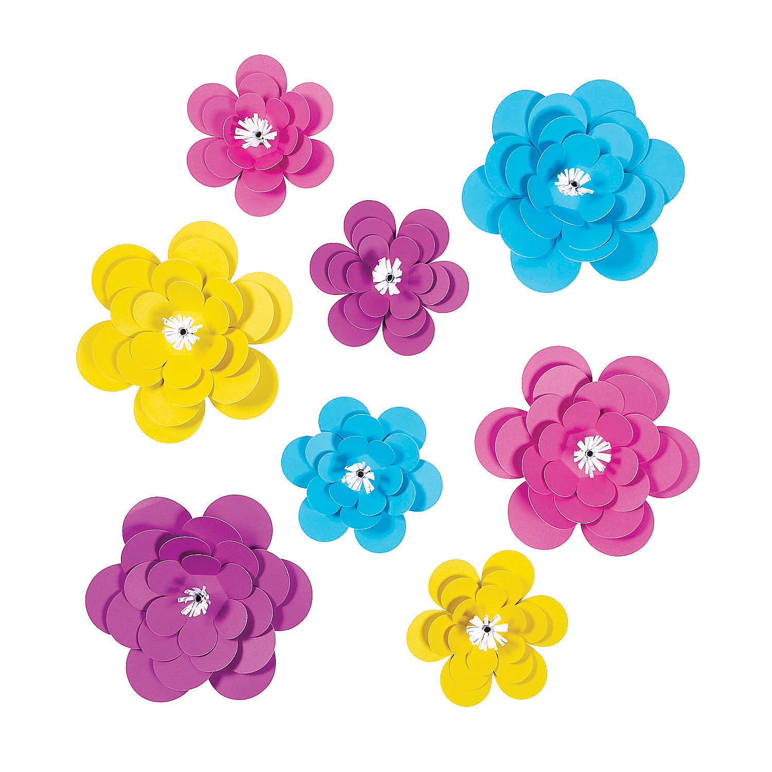 Assorted Bright Paper Flowers - Party Decor - 12 Pieces - Walmart.com