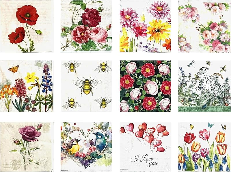 Assorted Bunny Napkins Pretty Easter Napkins for Decoupage A Variety ...