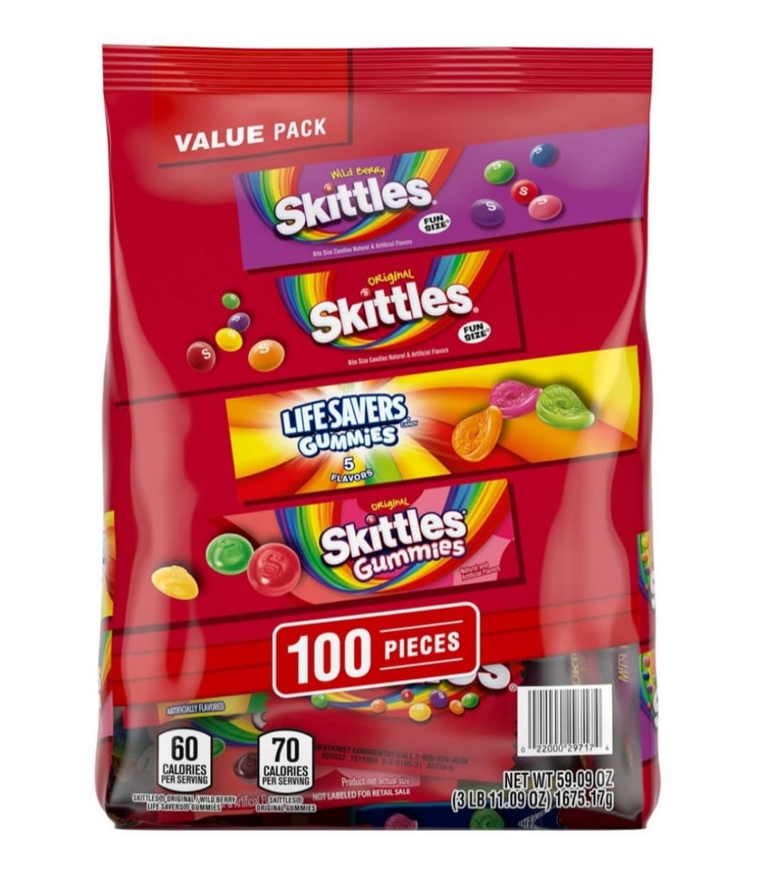 Assorted Candy Variety Pack, 100 Pieces, Skittles, and Life Savers ...