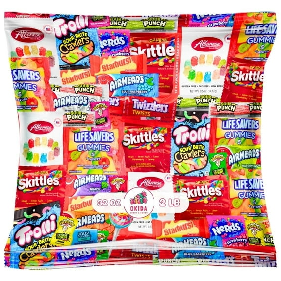 Okida Assorted Candy Variety Pack, Individually Wrapped, 32-Ounce Party ...