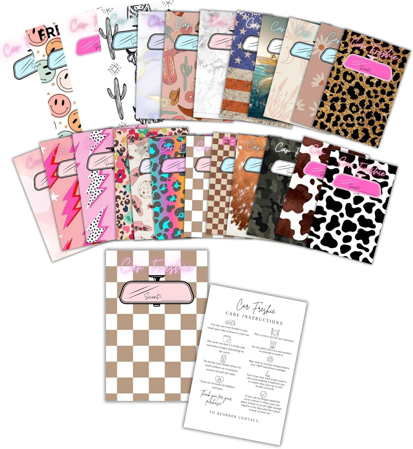 Assorted Car Freshie Insert Cards 50 pk 4x6 Mixed Retro Country Boho in ...