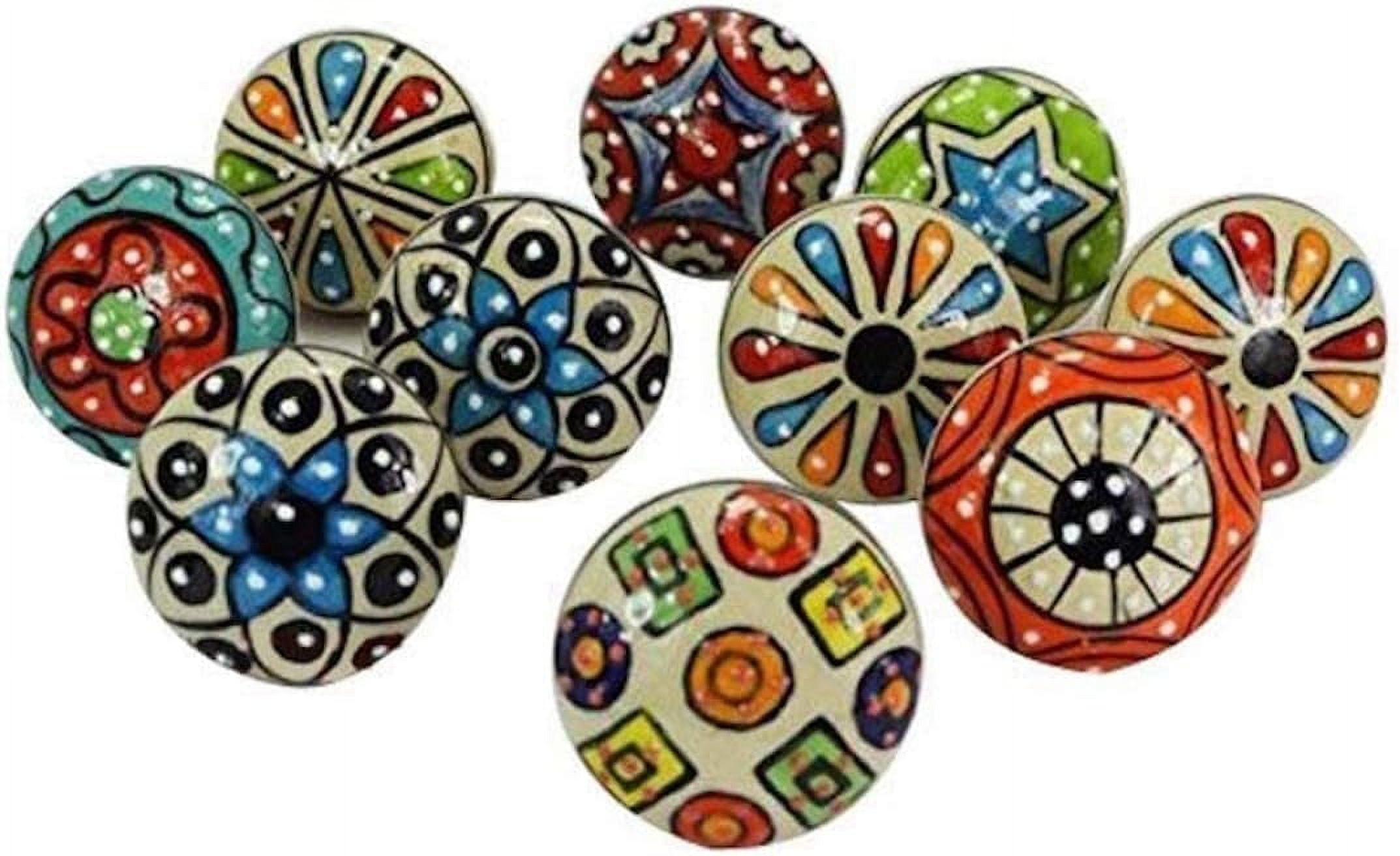 Assorted Ceramic Cabinet Knobs - Vintage Cabinet Cupboard Door & Drawer Pulls Chrome Hardware ...