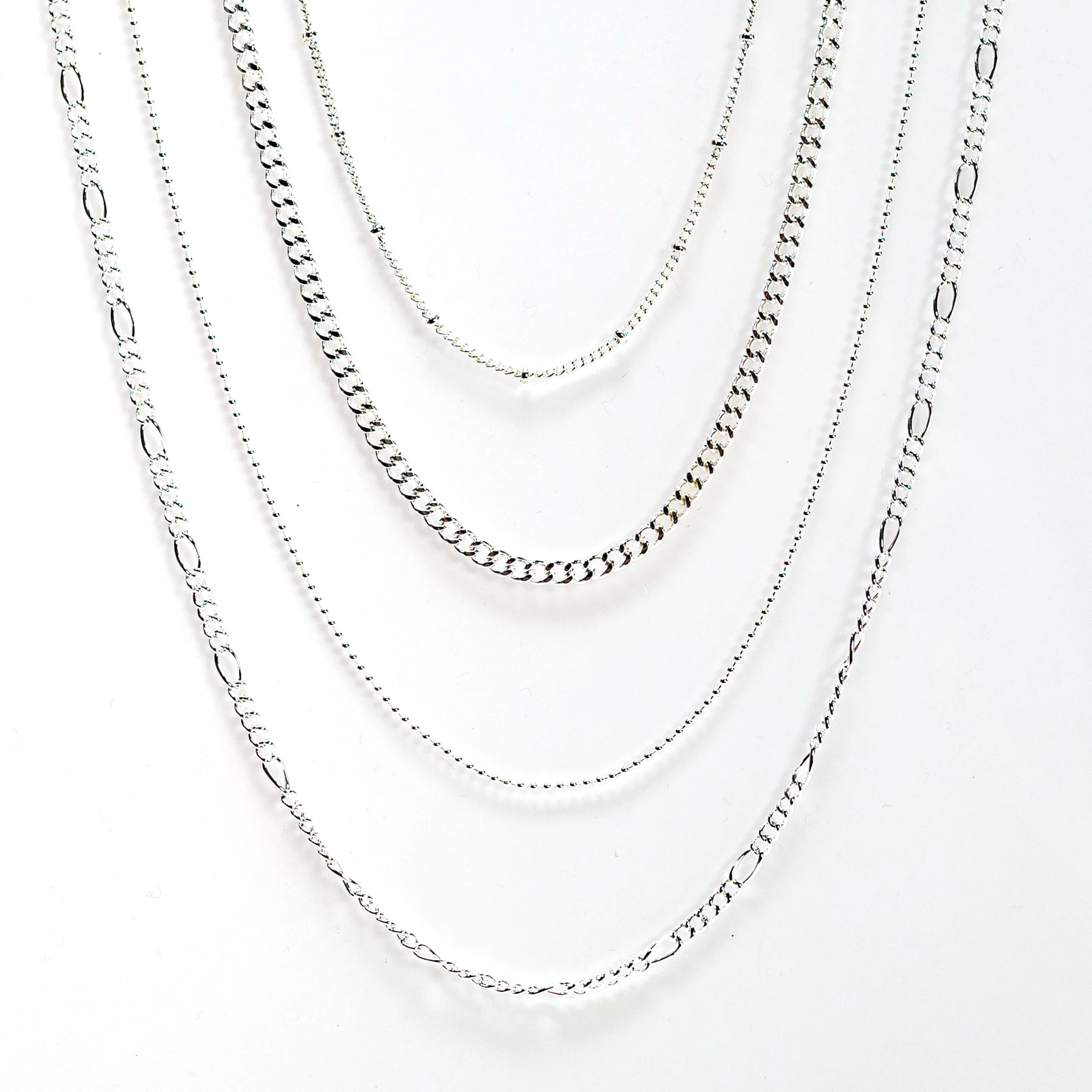 Assorted Chain Necklaces, Silver 4pc - Walmart.com