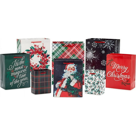 Assorted Christmas Gift Bag Bundle (8 Bags: 2 Small 5", 3 Medium 8 ...