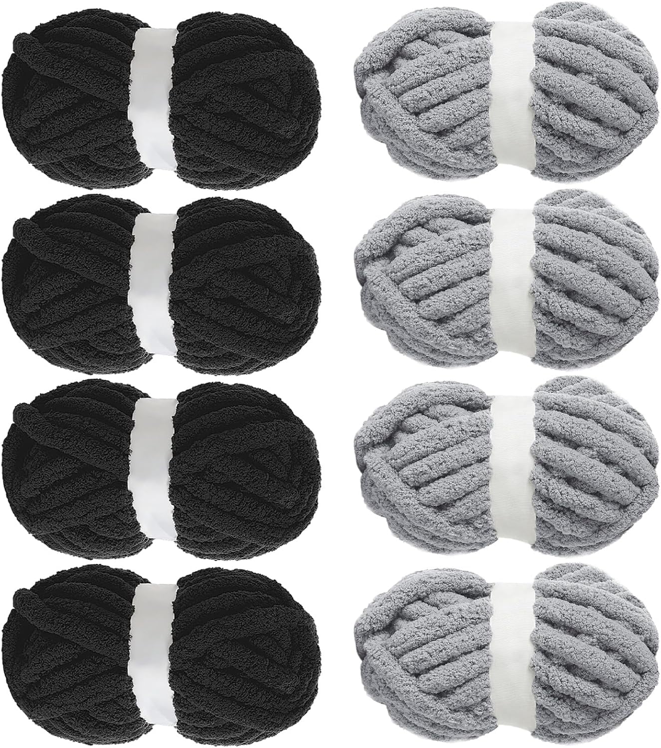 Assorted Chunky Yarn for Crocheting 8 Pack, Fluffy Jumbo Chenille Yarn ...