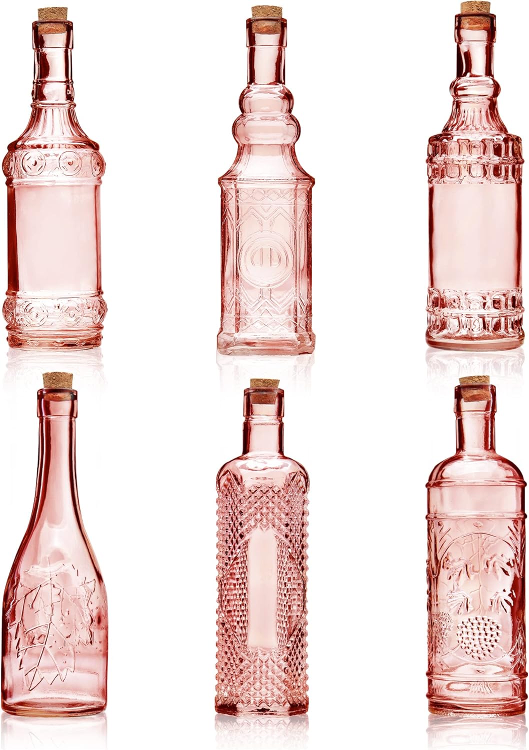 Assorted Clear Glass Bottles with Corks, 6 Pack, 2.5in X 9in, 16oz ...