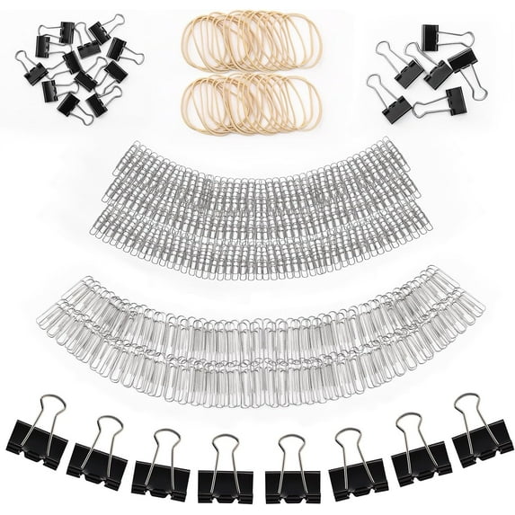 Assorted Clips & Bands: Binder, Paper (Small, Medium, Large) & Foldback ...