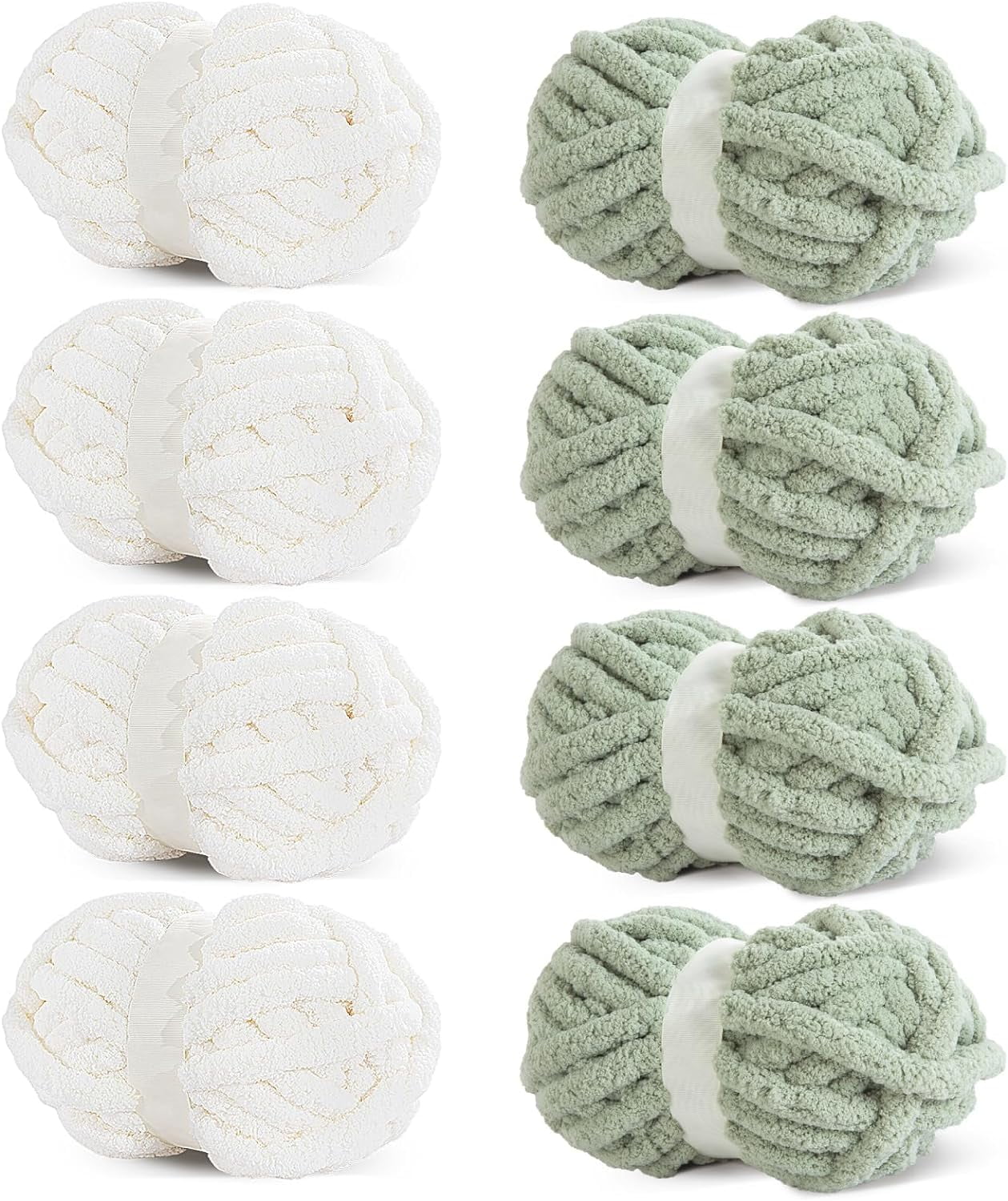Assorted Color Chunky Yarn for Crocheting - Pack of 8, Bulky Large Soft ...