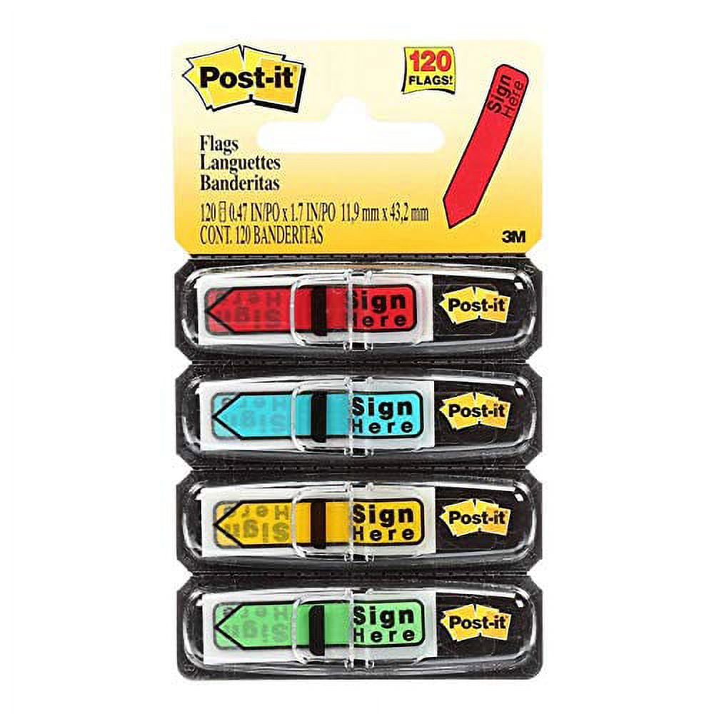 Assorted Color SIGN HERE Arrow Flag Set, 1/2x1-3/4, 4 Colors, 120 ...