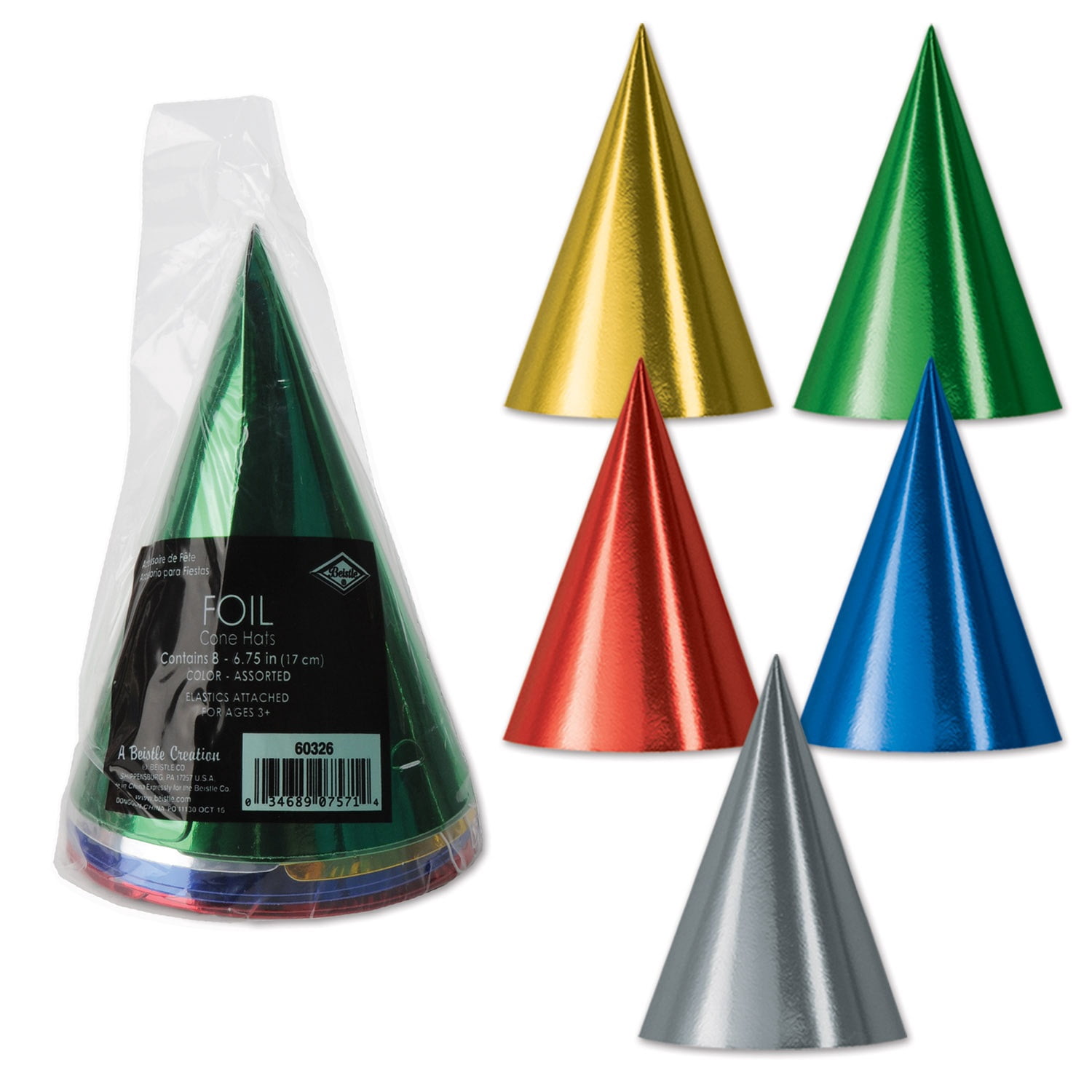 Pkgd Foil Cone Hats - Walmart.com