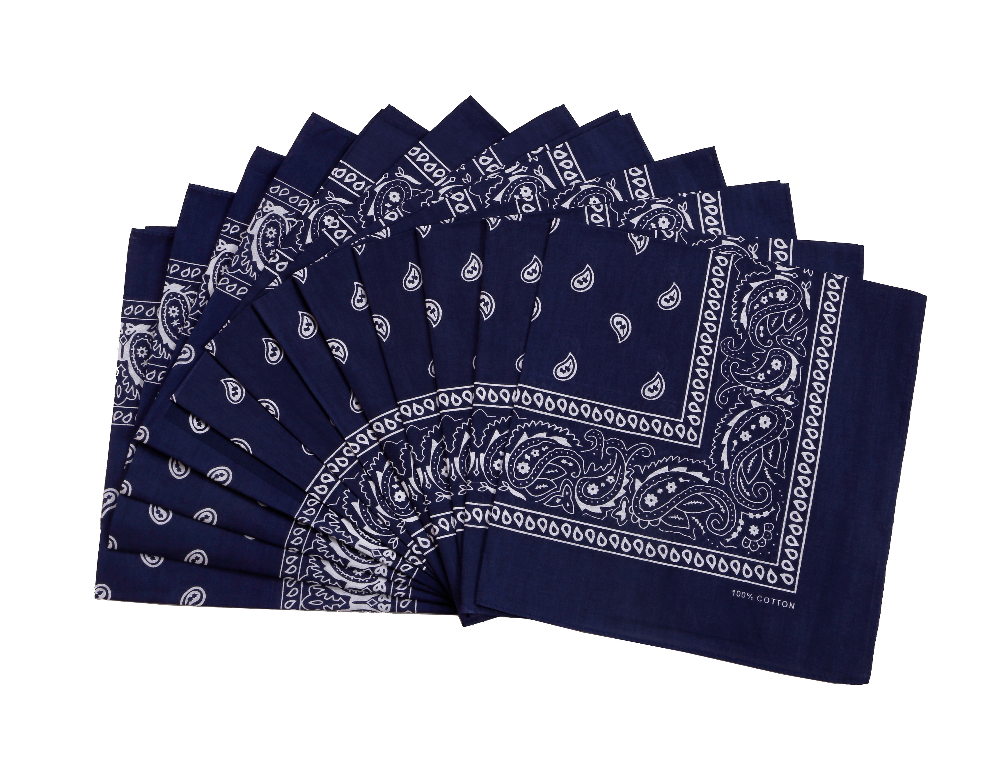 Assorted Colors Paisley Cowboy Bandanas 100% Cotton 12 Pack Fine ...