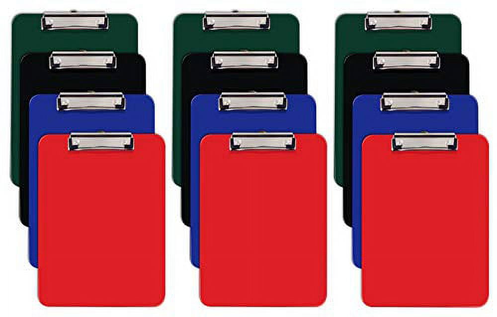 Assorted Colors Plastic Clipboards, 12 Pack, Durable, 12.5 x 9 Inch ...