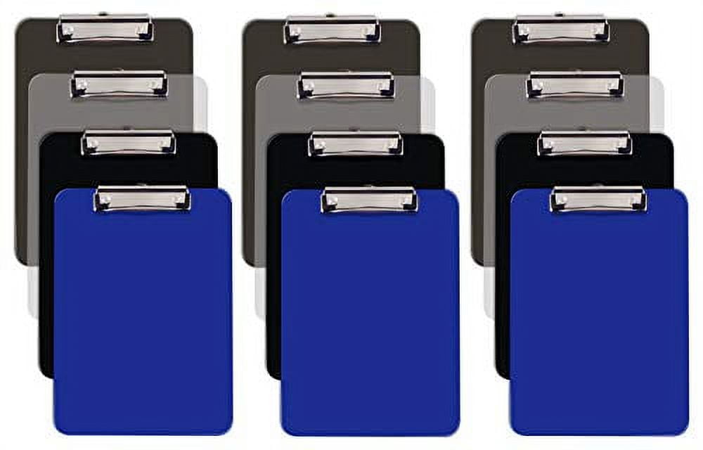 Assorted Colors Plastic Clipboards, 12 Pack, Durable, 12.5 x 9 Inch ...