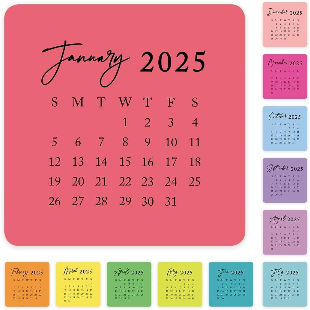 Assorted Colors Small Month Planner Labels Mini Square 24 for 2025 12 ...