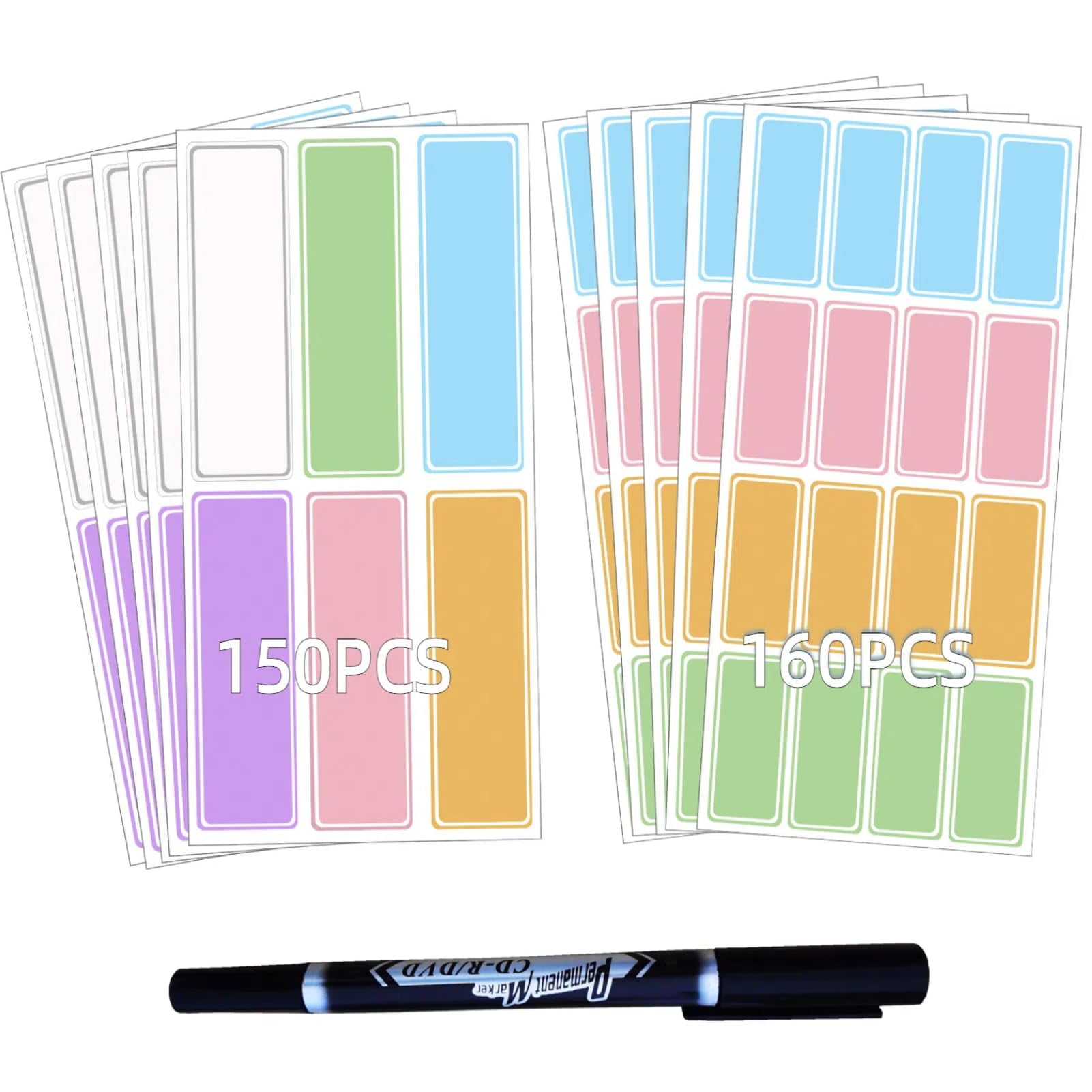 Assorted Colors Waterproof Removable Labels - 310pcs With Pen Adhesive ...