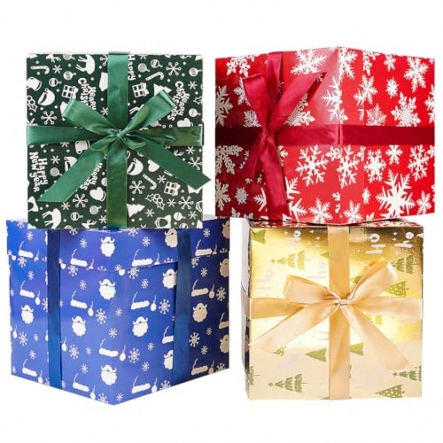 Assorted Designs Christmas Gift Boxes with Lids Tissue Papers and ...