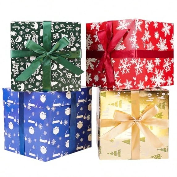 Assorted Designs Christmas Gift Boxes with Lids Tissue Papers and ...