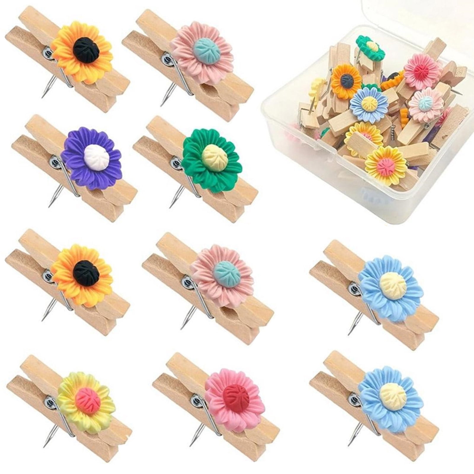 Assorted Flower-Shaped Push Pins, 10 Durables Bulletin Board ...