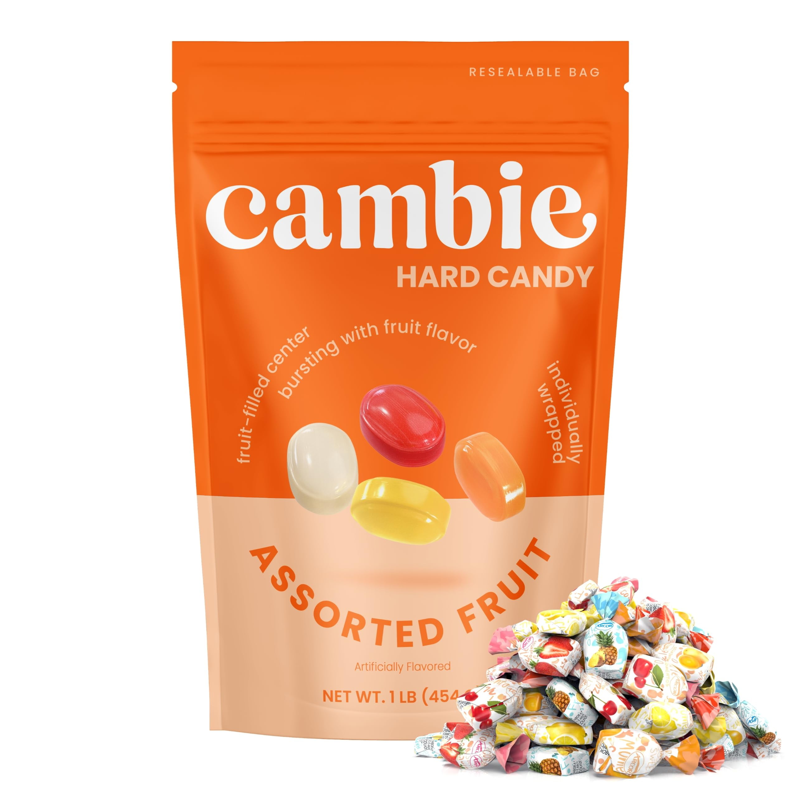 Assorted Fruit Hard Candy Individually MDA05 Wrapped by Cambie, 1 lb of ...