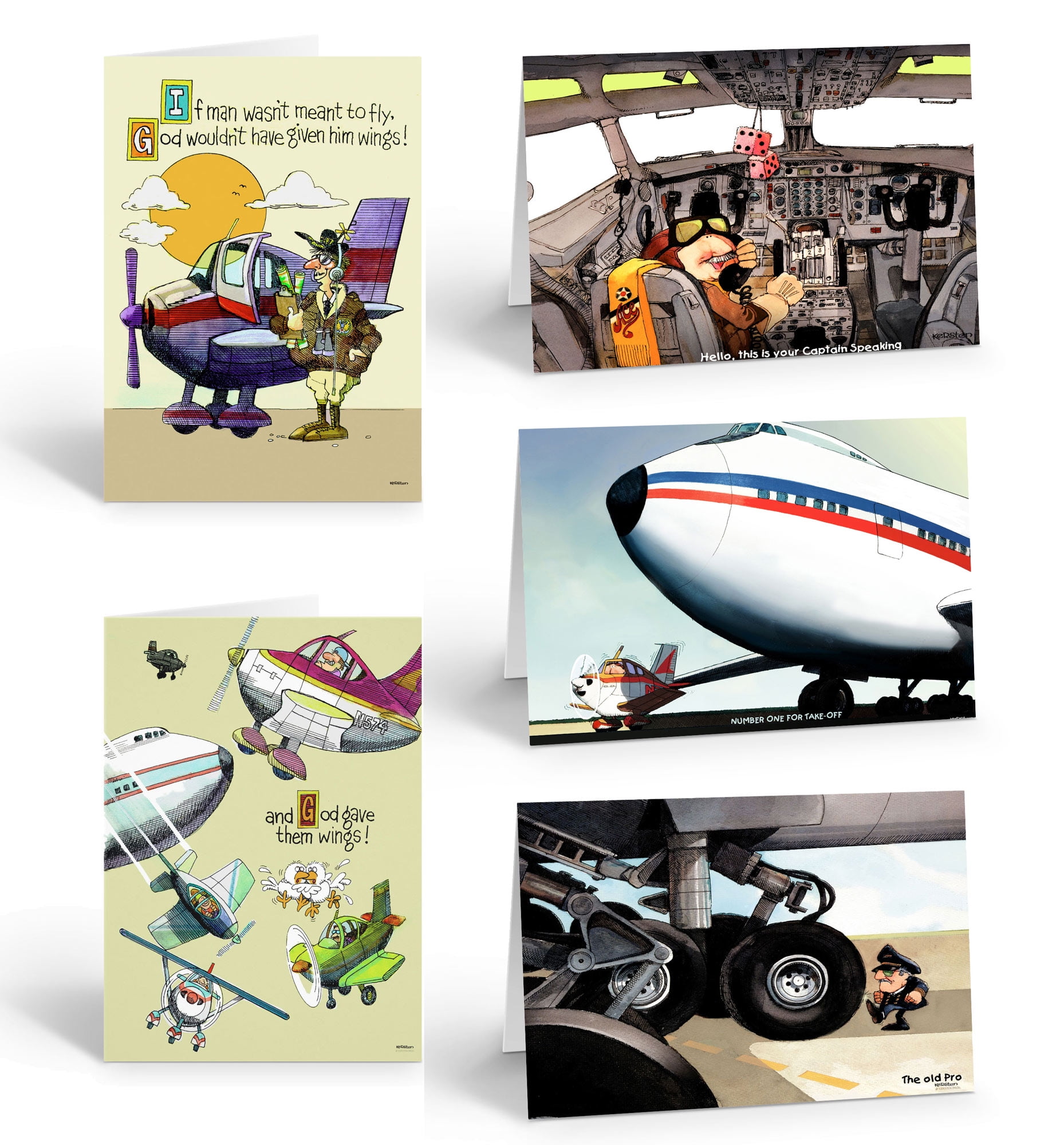 Assorted Funny Aviation Note Cards for All Occassions - 10 Note Cards ...