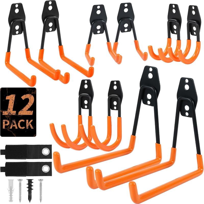 Assorted Garage Hooks Bundle, Steel Heavy Duty Garage Storage Hook with ...