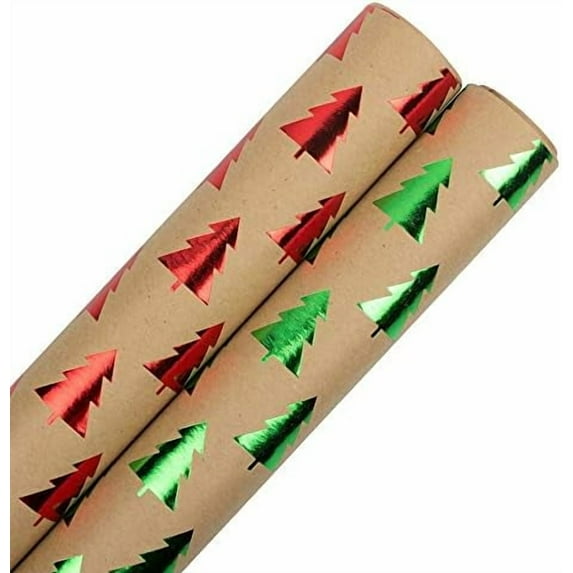 Assorted Gift Wrap - Kraft Wrapping Paper - 50 Sq Ft Total - Red ...