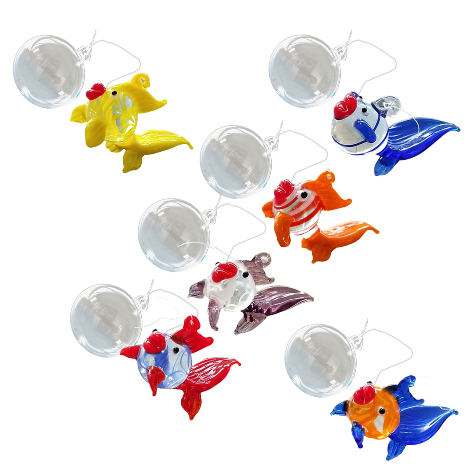 Assorted Glass Fish Bubble Accent Set of 6 Aquarium Float Decoration ...