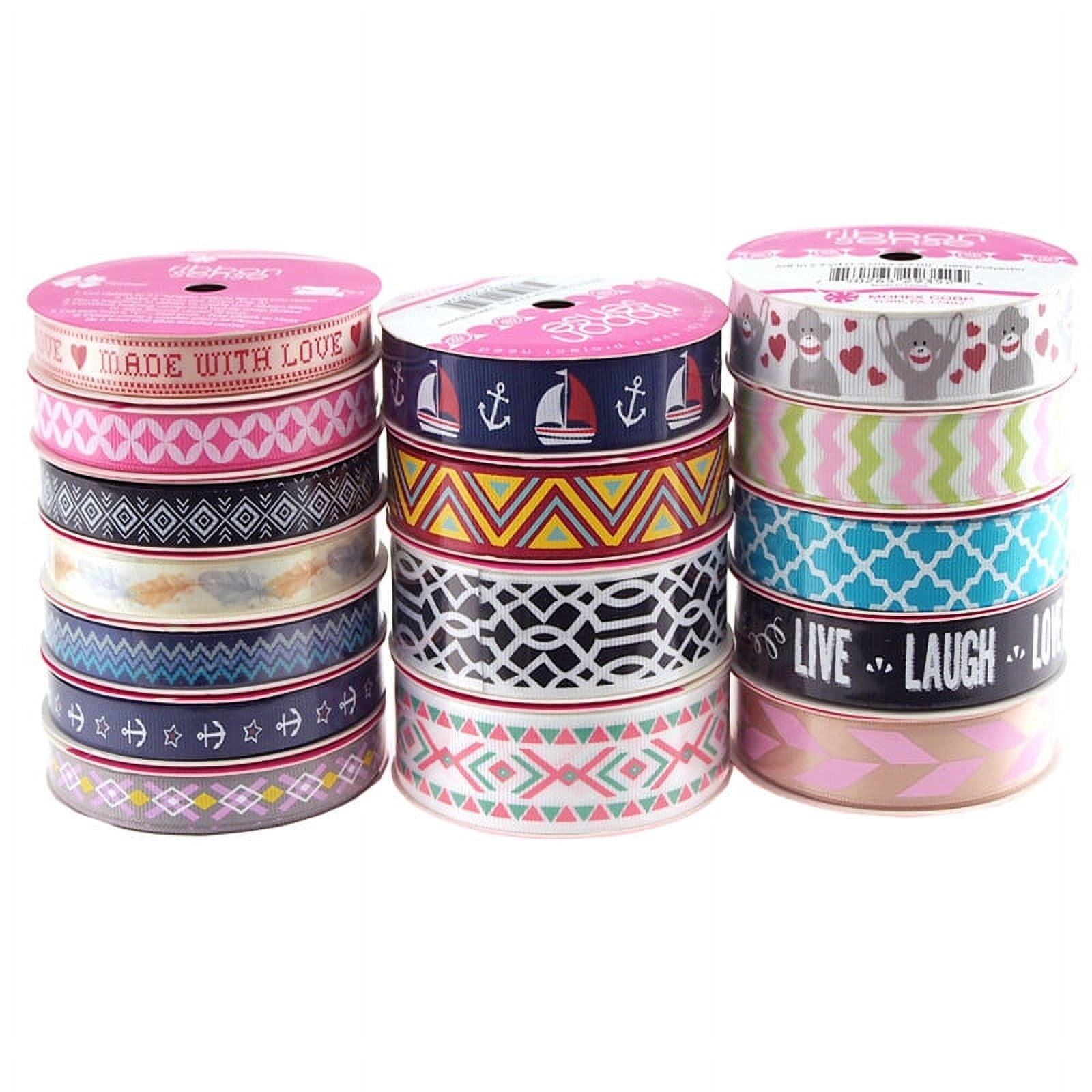 Assorted Grosgrain Printed Ribbon, 3-yard, 16 Rolls - Walmart.com
