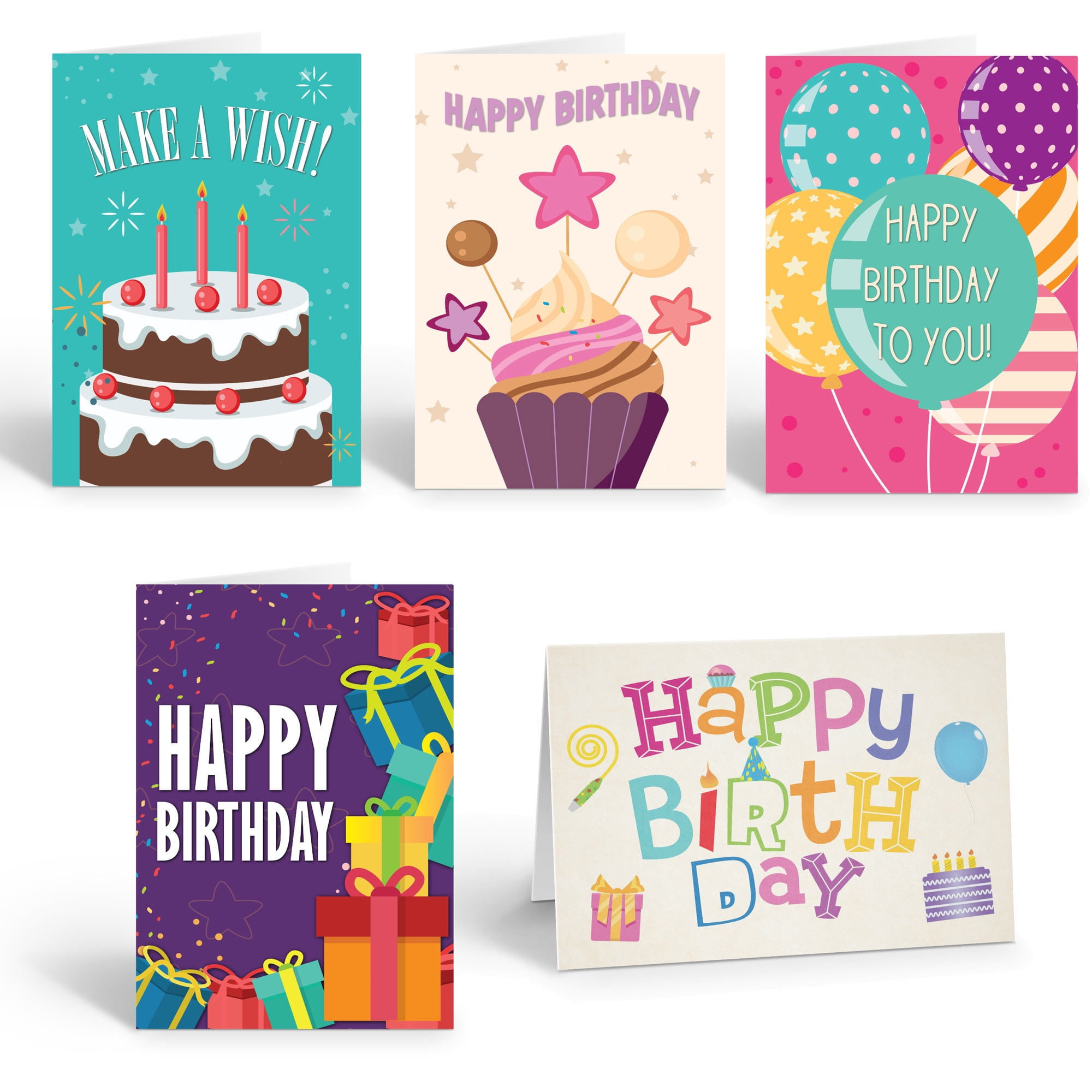 Assorted Happy Birthday Note Cards - 10 Cards and Envelopes, Two of ...