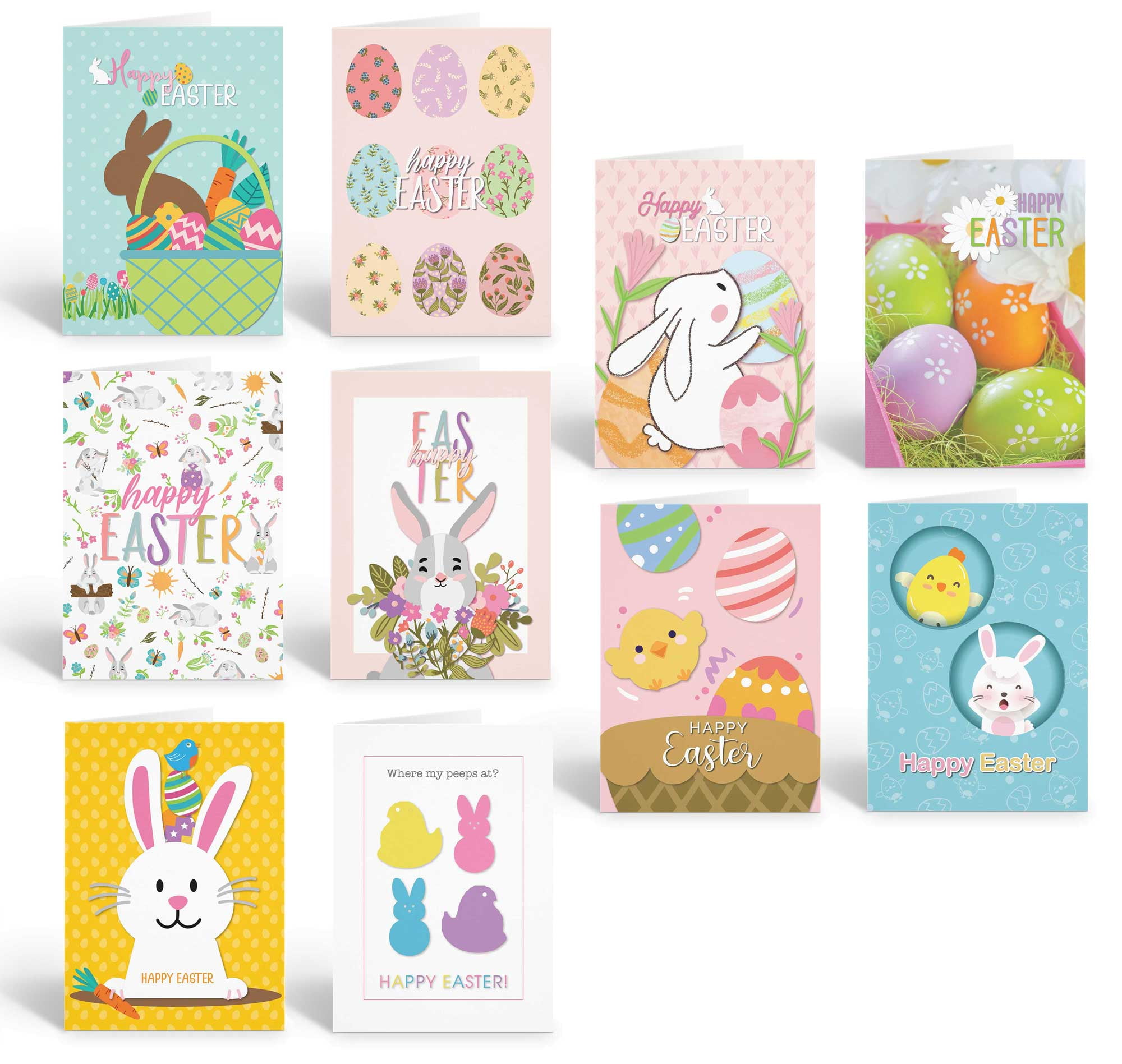 Assorted Happy Easter Day Cards - 10 Easter Day Cards & Envelopes ...