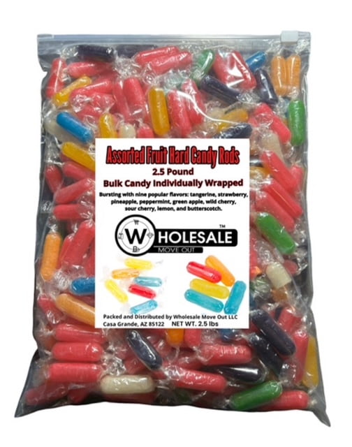 Assorted Hard Candy Fruit Rods 2.5 Lbs of Bulk Candy, Bursting With ...