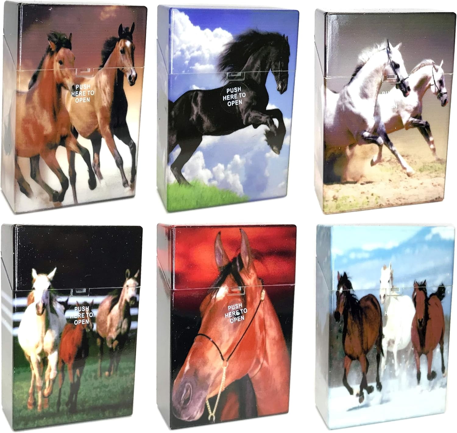 Assorted Horse Stallion Designs Crushprrof Plastic Cigarette Case ...