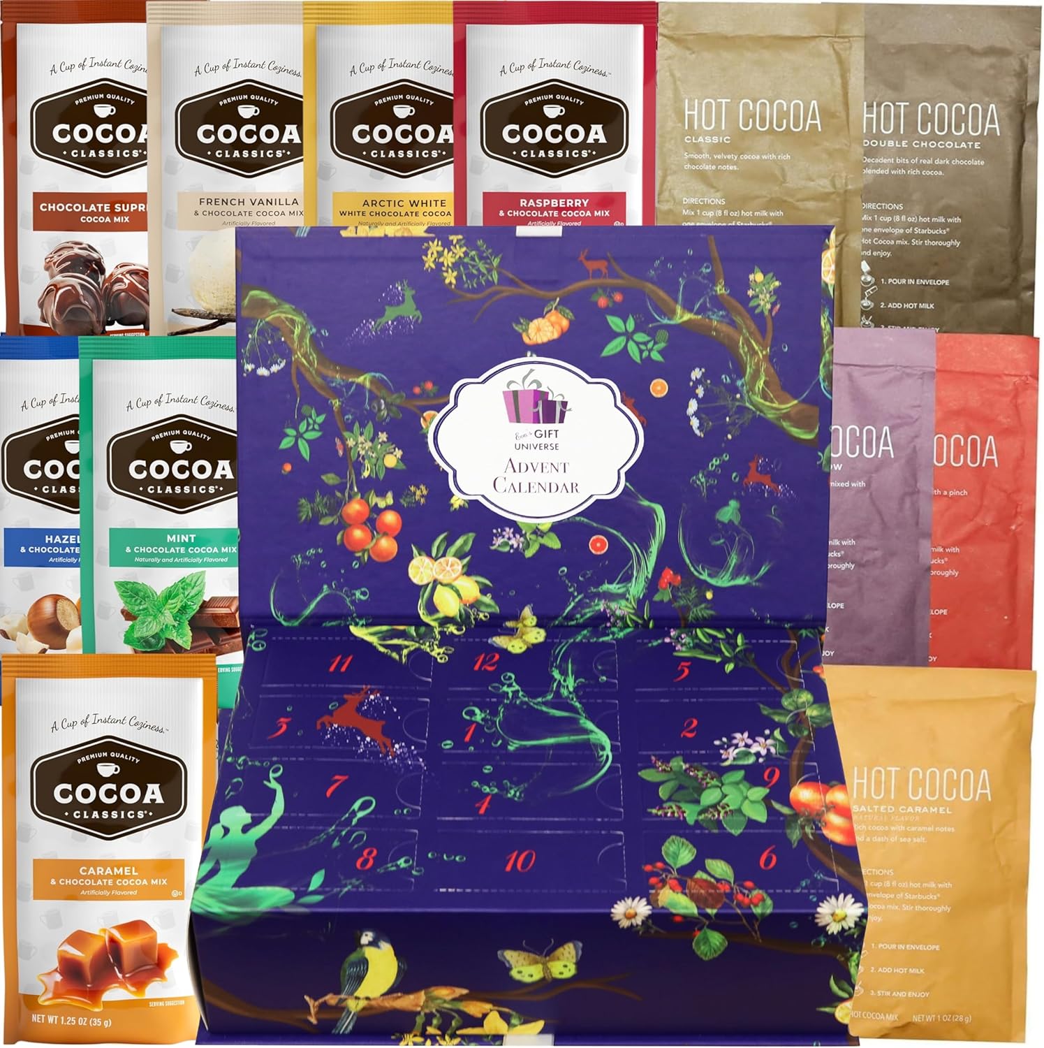 Assorted Hot Cocoa Advent Calendar Premium Box (12 Days Christmas ...