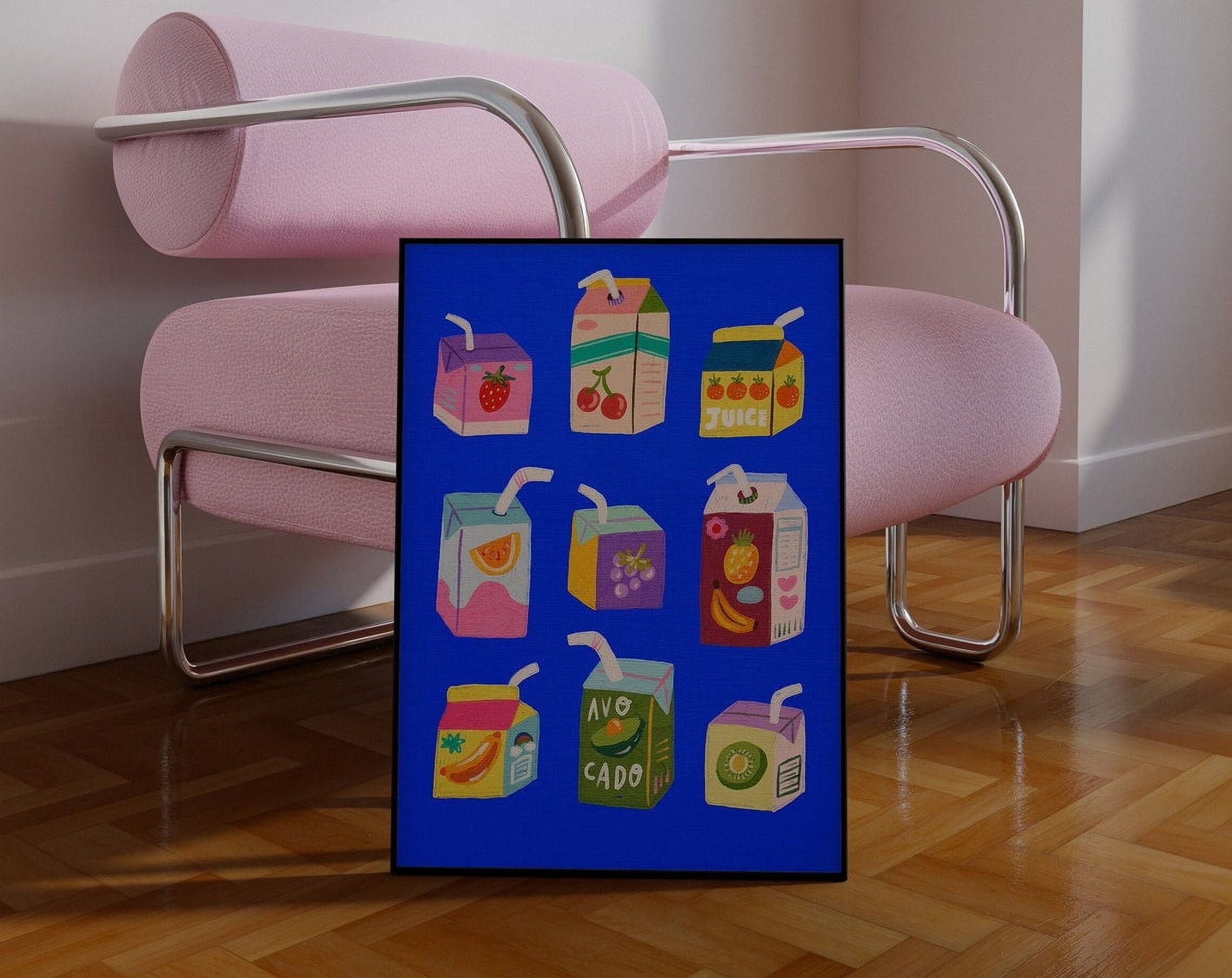 Assorted Juice Box Illustration Poster, Colorful Wall Art, Kitchen ...