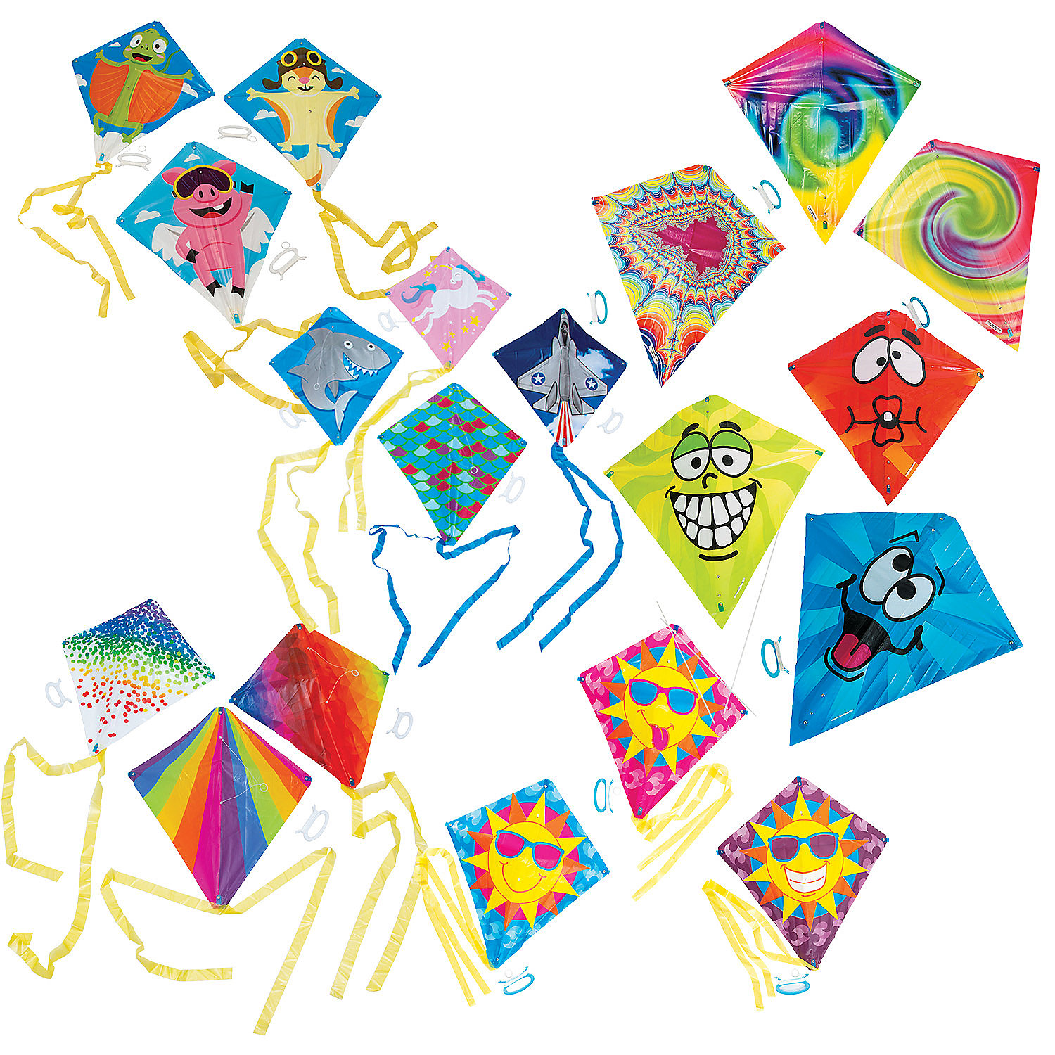 Bulk 72 Pc Assorted Kites Pack with Nylon String, Ideal for Kids ...