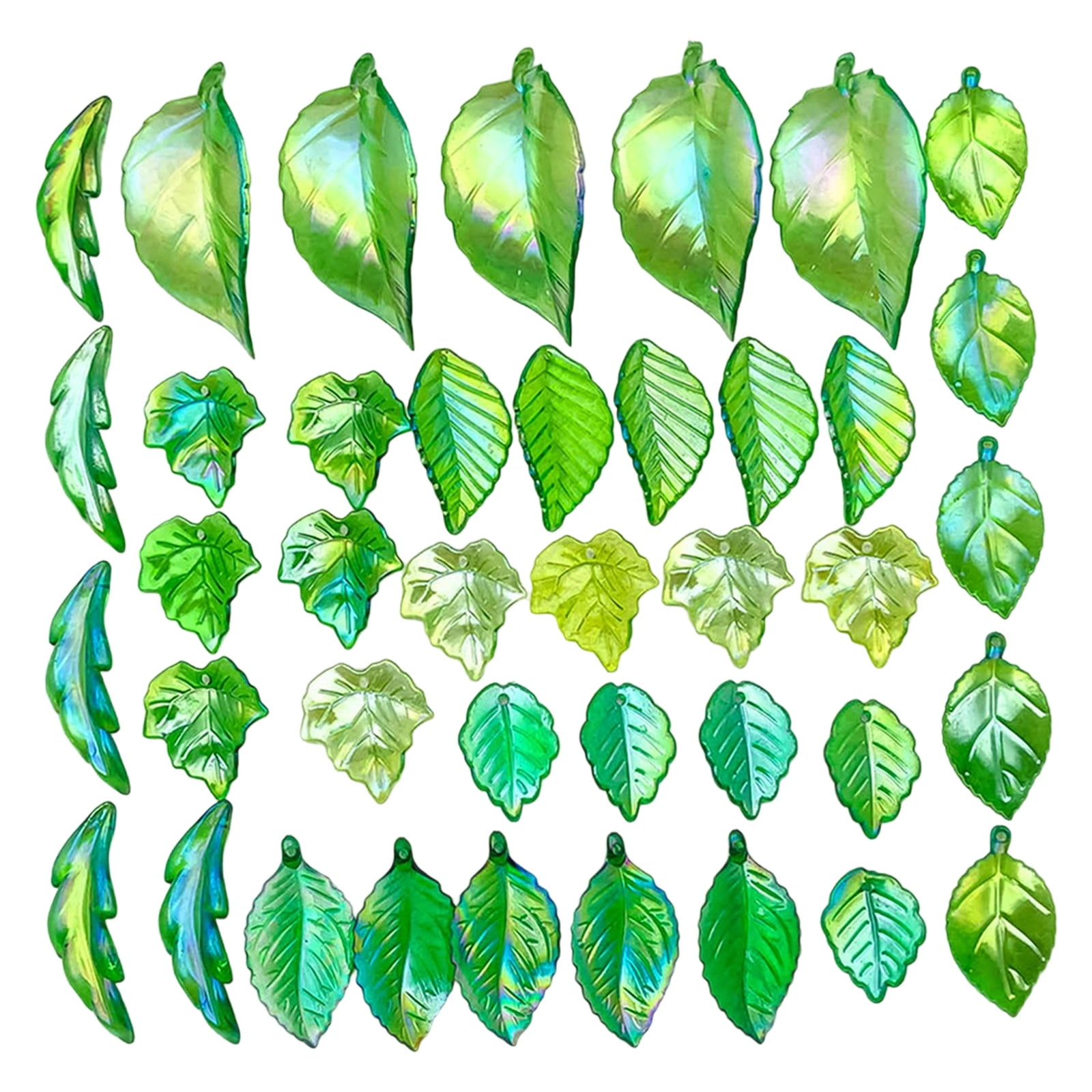 Assorted Leaf Shaped Beads Translucent Green Jewelry Crafting DIY ...