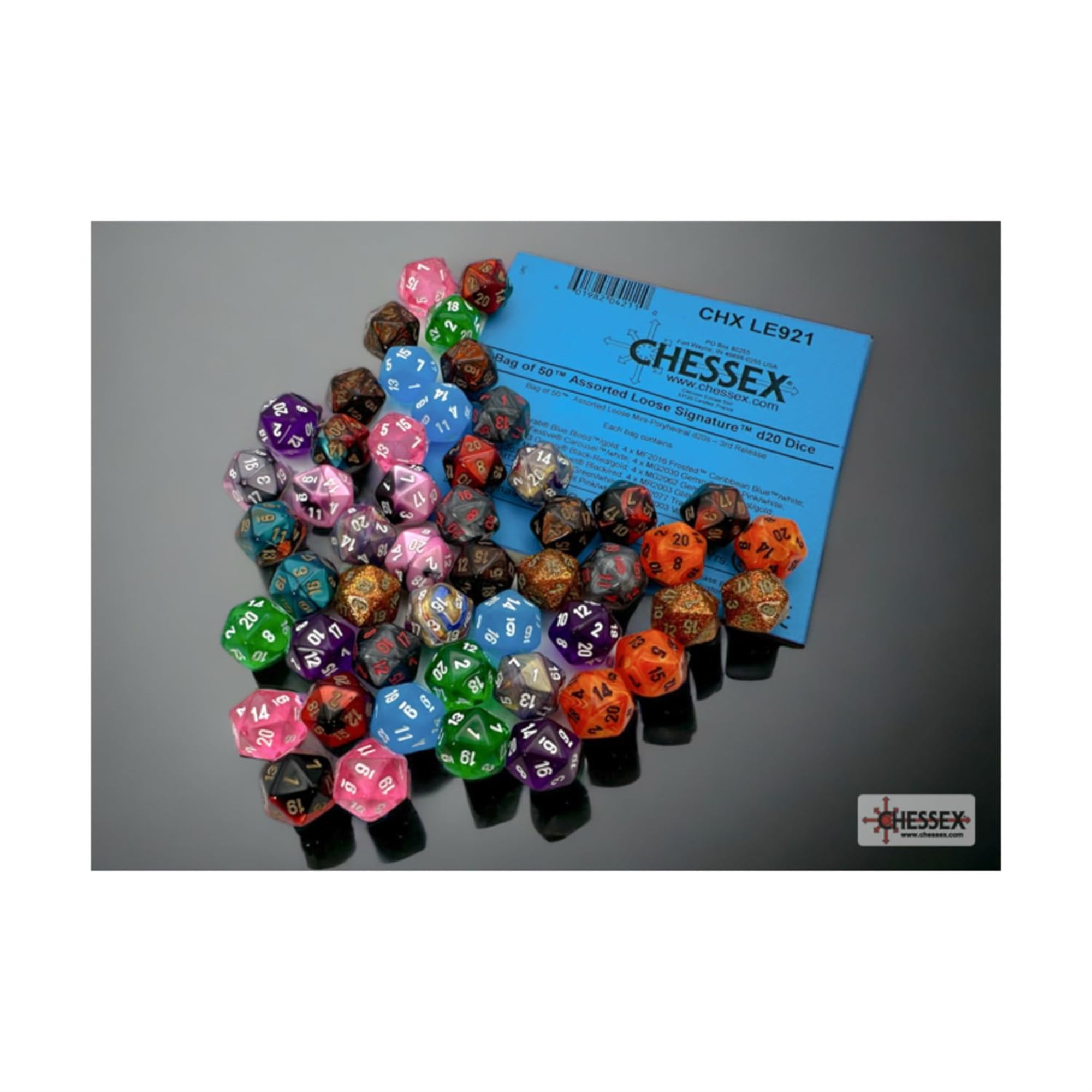 Assorted Mini Dice No 3 with Numbers D20 10mm (3/8in) Pack of 50 ...