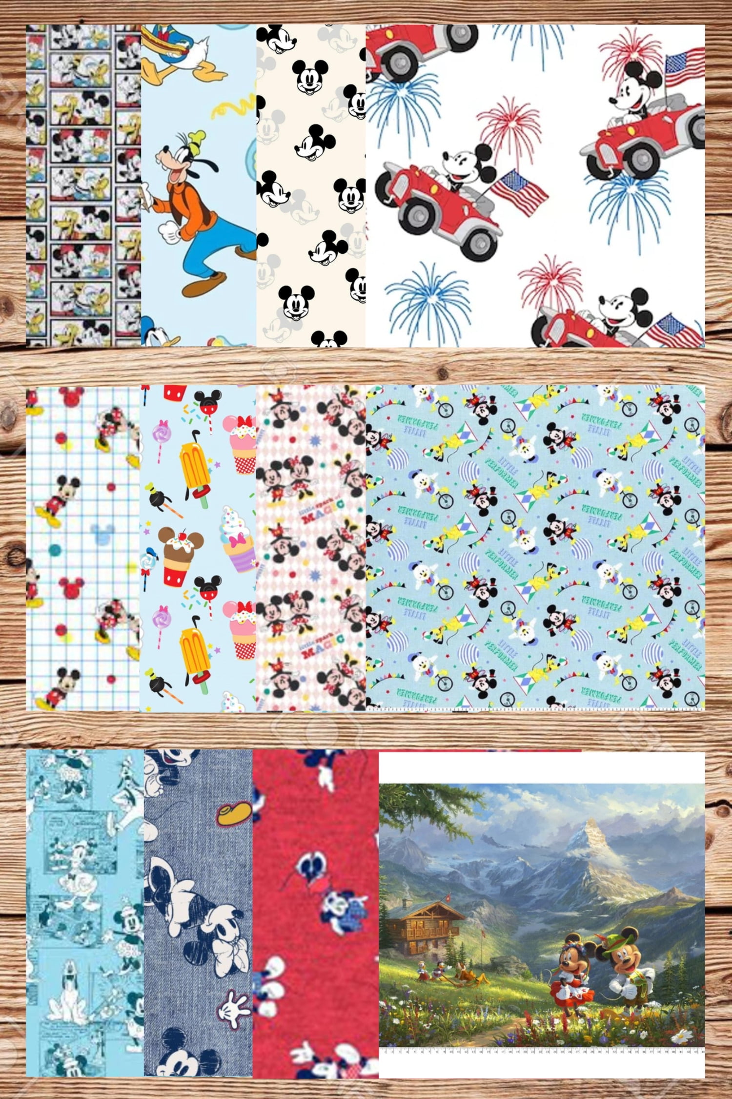 Assorted Minnie and Mickey Flat Fold Assortment 25 Yard Bundle Cotton ...