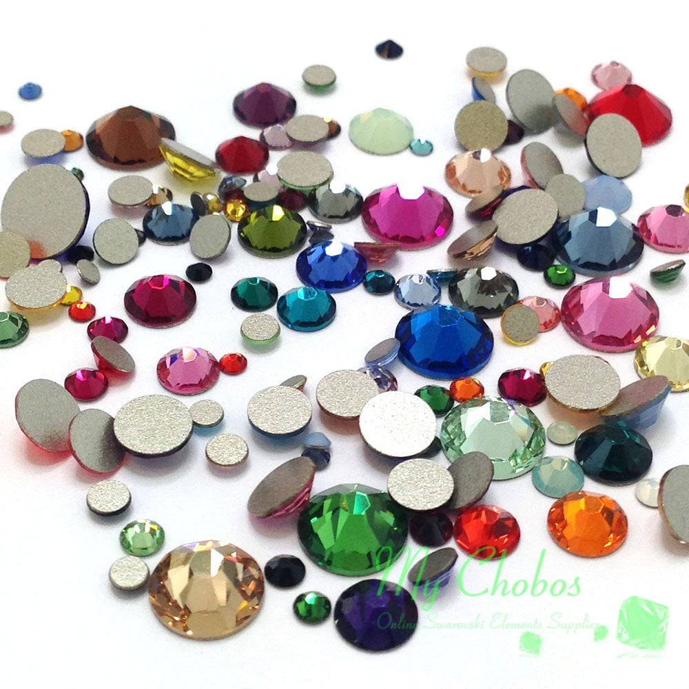Assorted Mixed Sizes and TMA2 Colors 144 Pieces Swarovski 2058/2088 Crystal Flatbacks ...