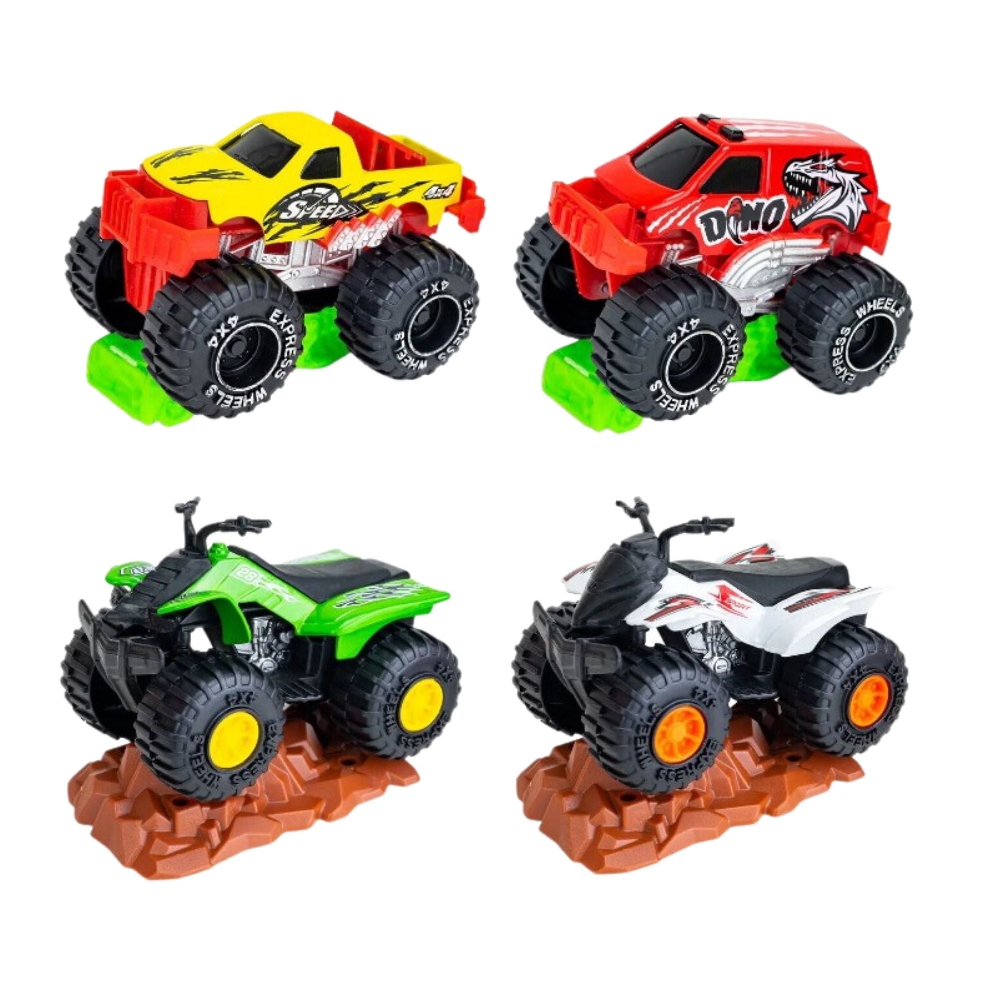Assorted Monster Truck and ATV Toys 2.375x3.50, Car Vehicle Kids Action ...