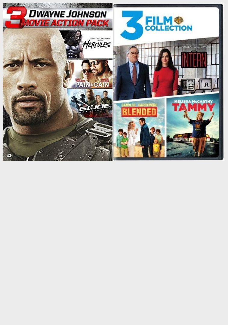 Assorted Multi-Feature Collections 4 Pack DVD Bundle: 2 Movies: Dwayne ...