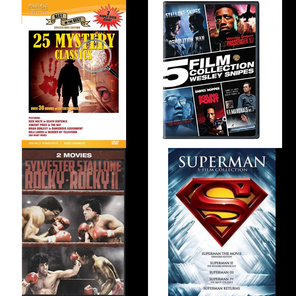 Assorted Multi-Feature Collections 4 Pack DVD Bundle: 25 Mystery ...