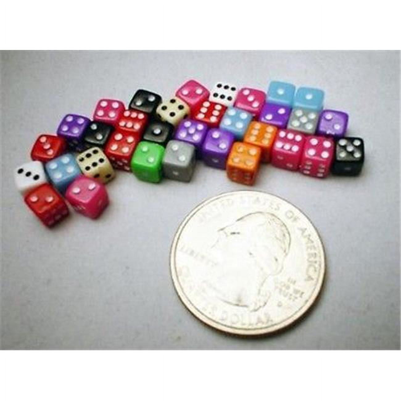 Assorted Opaque Colors Dice with Pips D6 5mm (13/64in) Pack of 30 ...