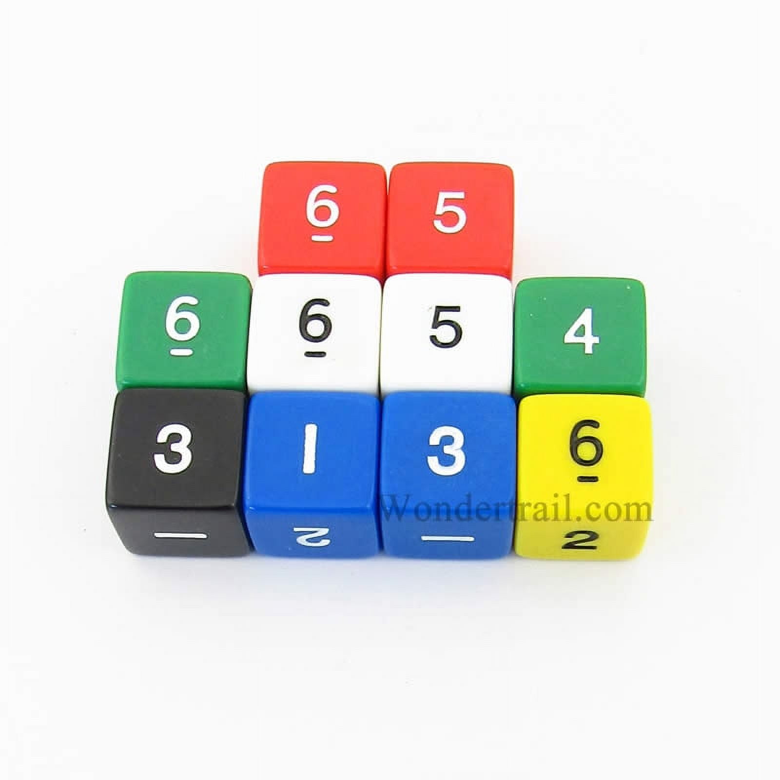 Assorted Opaque Dice with Numbers D6 16mm (5/8in) Pack of 10 Koplow ...