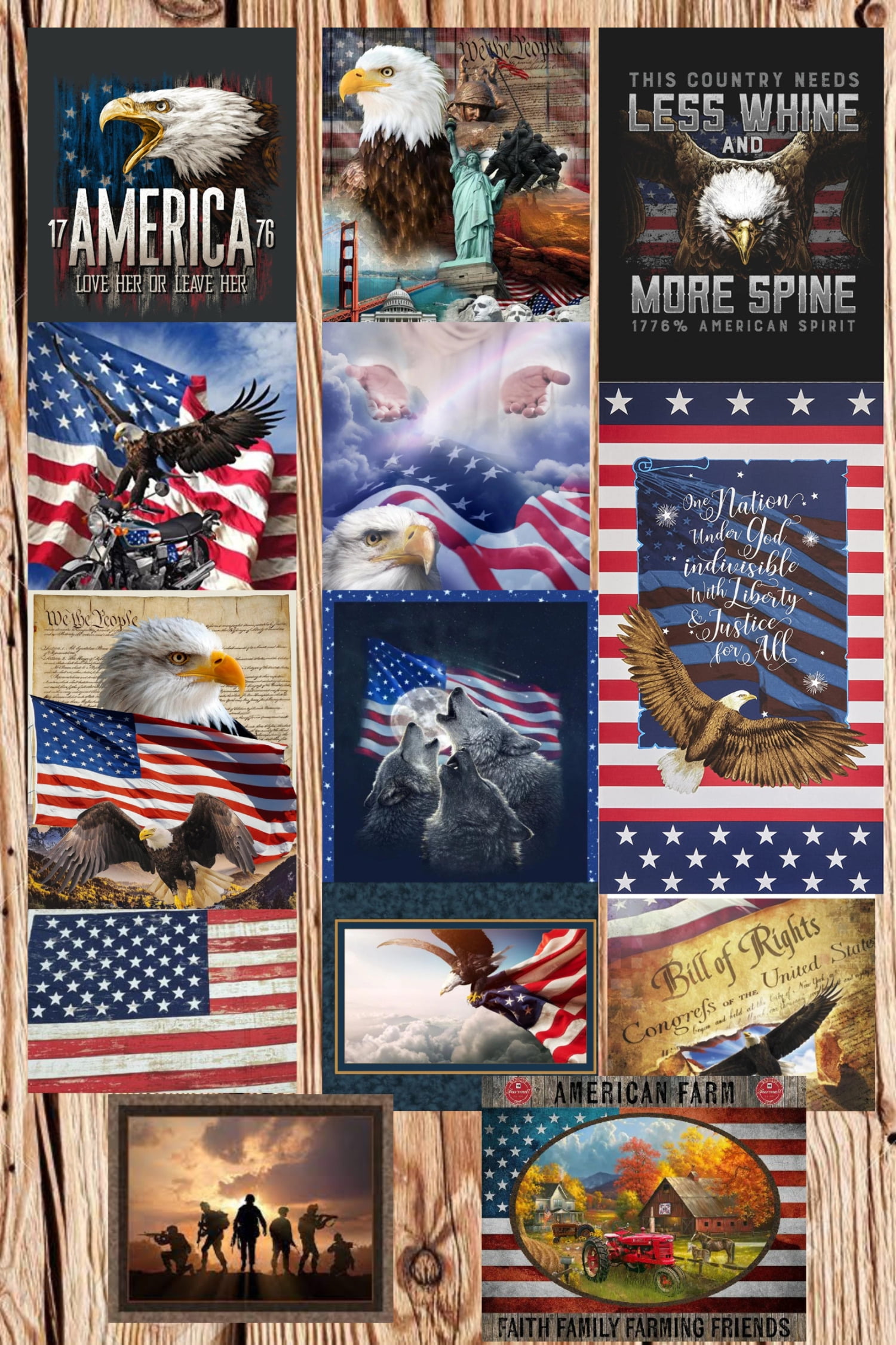 Assorted Patriotic Panel Flat Fold Assortment Bundle Cotton Fabric ...