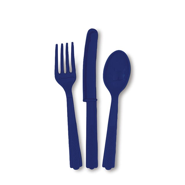 Assorted Plastic Silverware for 6, Navy Blue, 18pc - Walmart.com