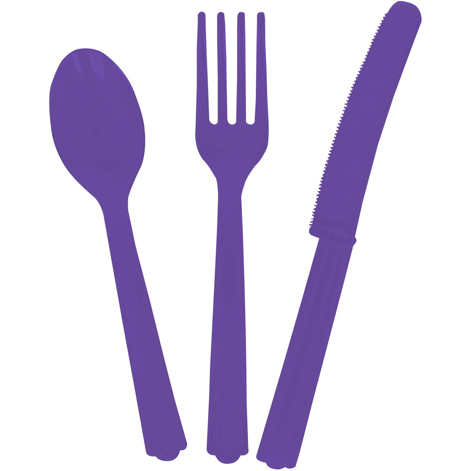Assorted Plastic Silverware for 6, Neon Purple, 18pc - Walmart.com