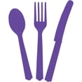 Assorted Plastic Silverware for 6, Neon Purple, 18pc - Walmart.com