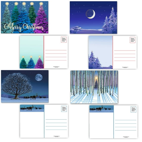 Assorted Pretty Forest Trees Christmas Postcards - 40 Holiday Postcards - 17127 - Walmart.com