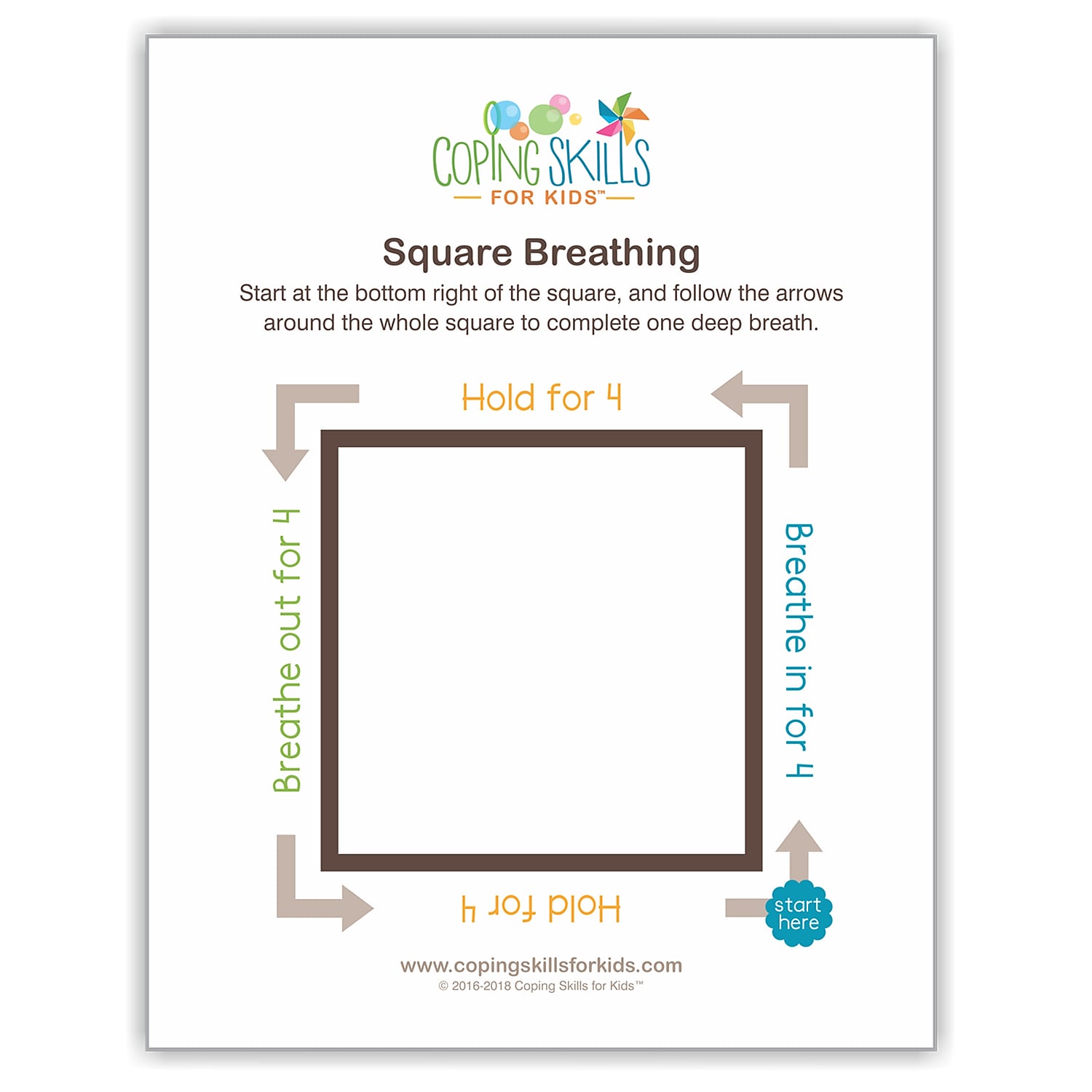 Assorted Publishers Coping Skills for Kids 11" x 17" Square Deep ...